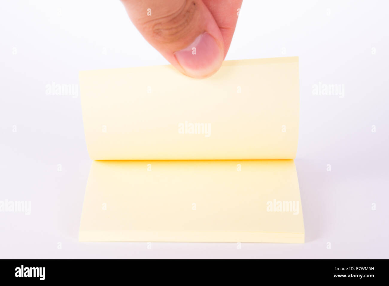 Blank, yellow sticky post block for your message, isolated on white ...