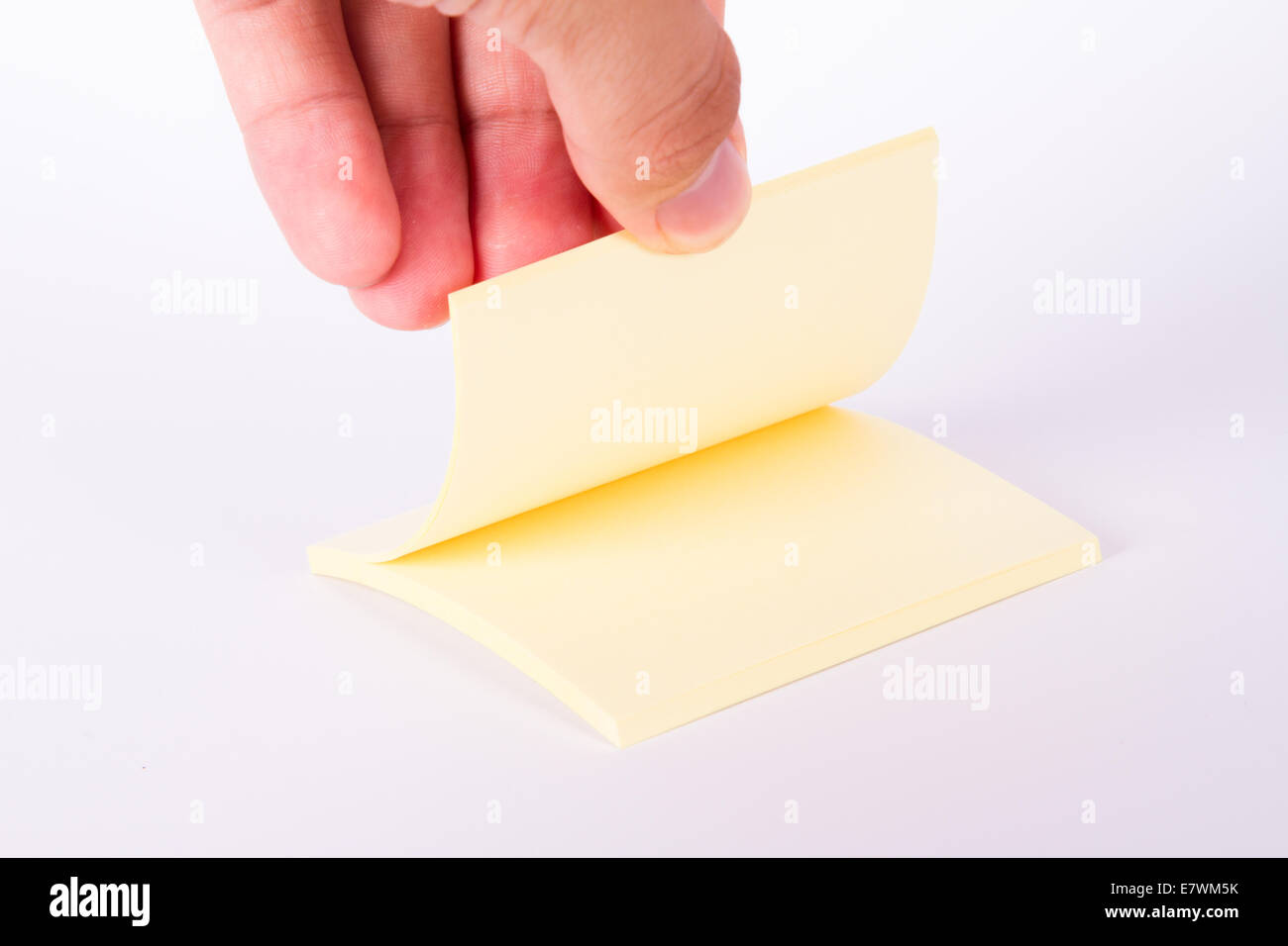 Blank, yellow sticky post block for your message, isolated on white ...