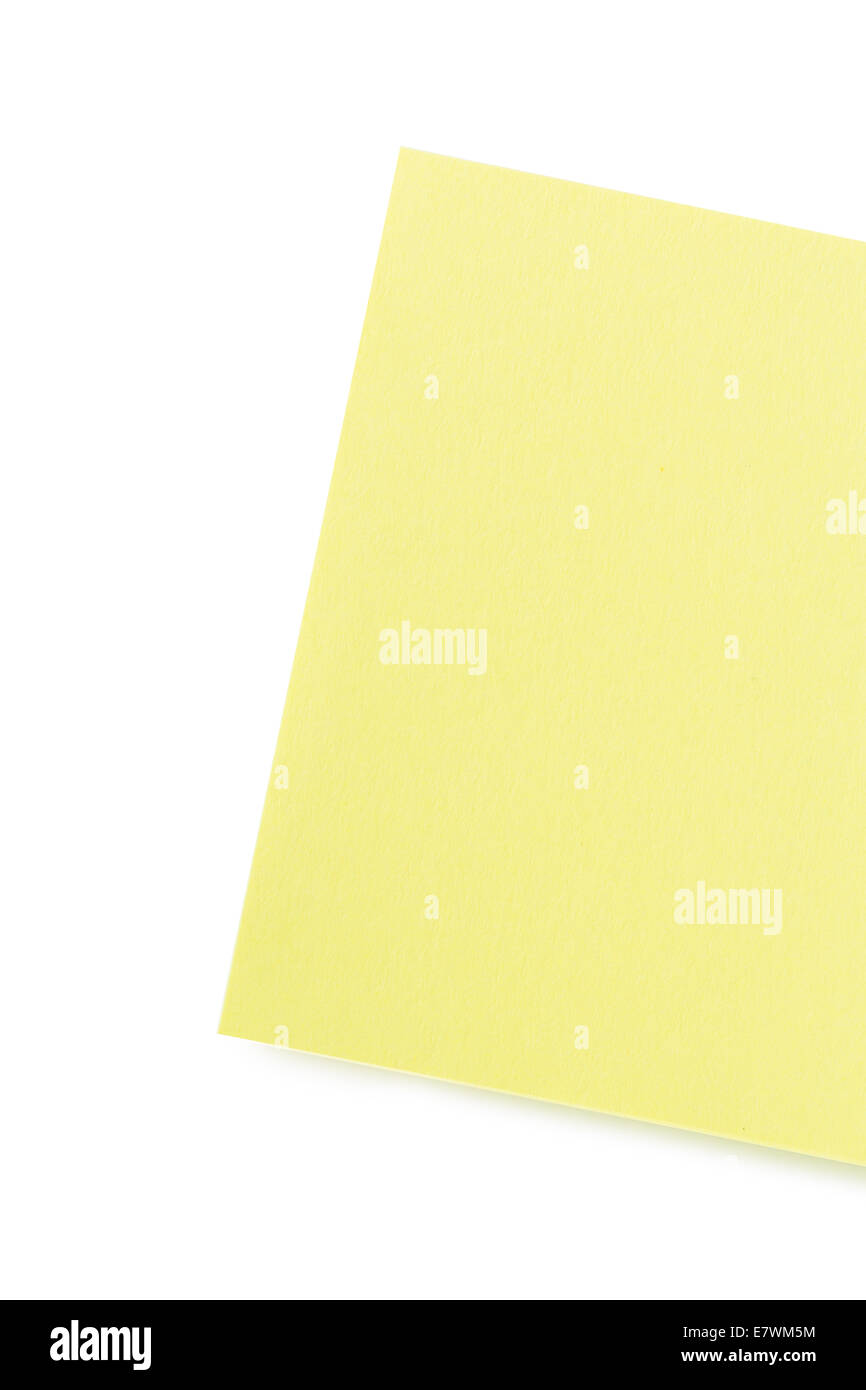 Blank, empty, yellow sticky post it note, isolated on white background ...