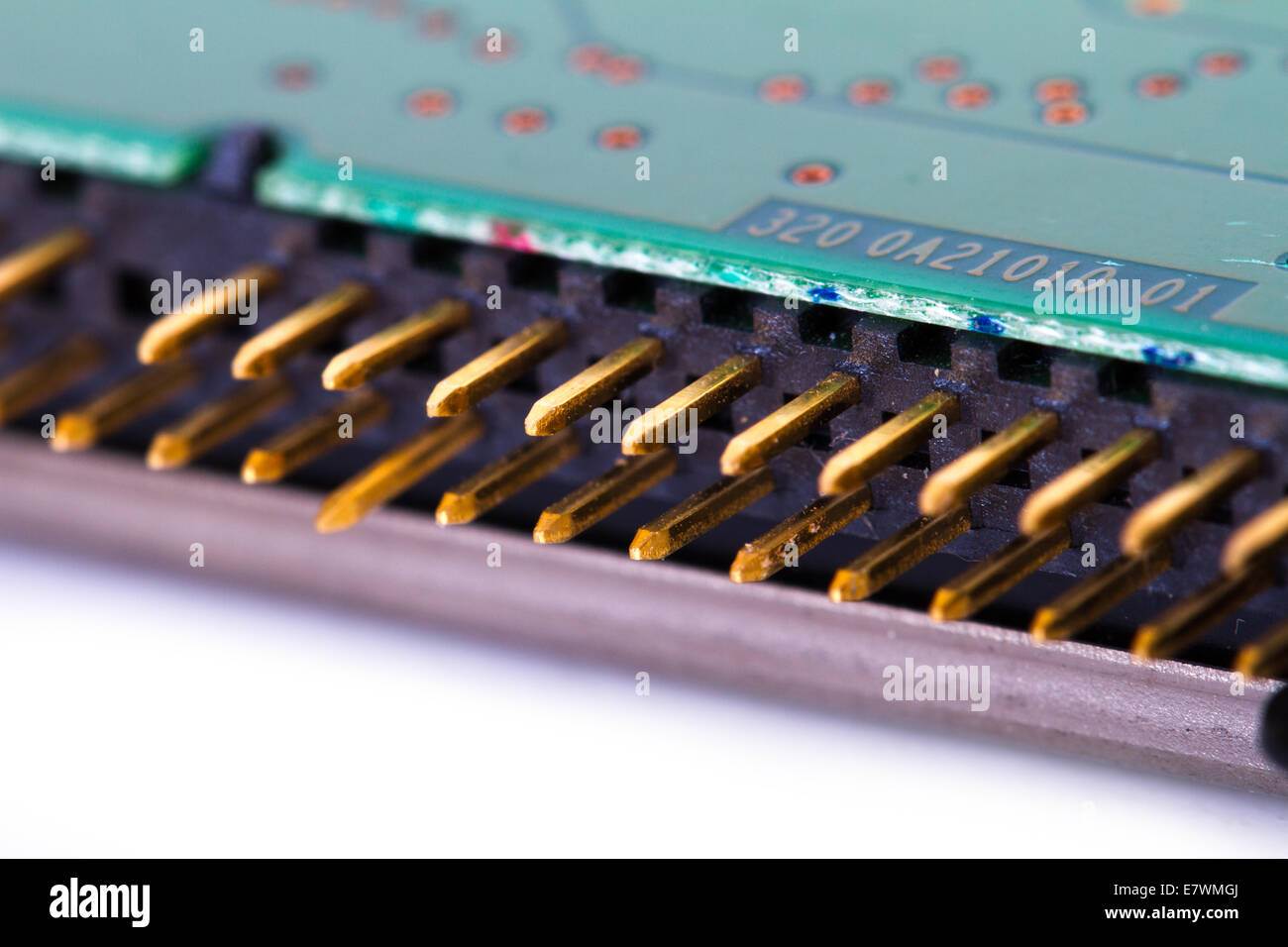 Pins of hard disk drive, isolated on white background Stock Photo - Alamy