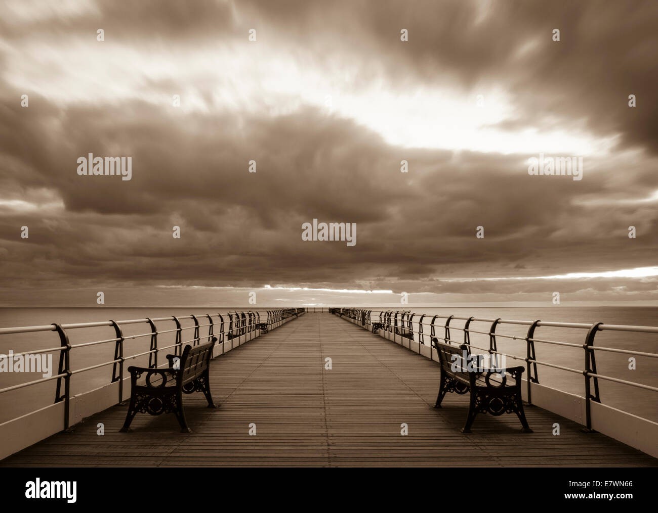 Saltburn`s Victorian pier at sunrise. Saltburn by the Sea, North ...