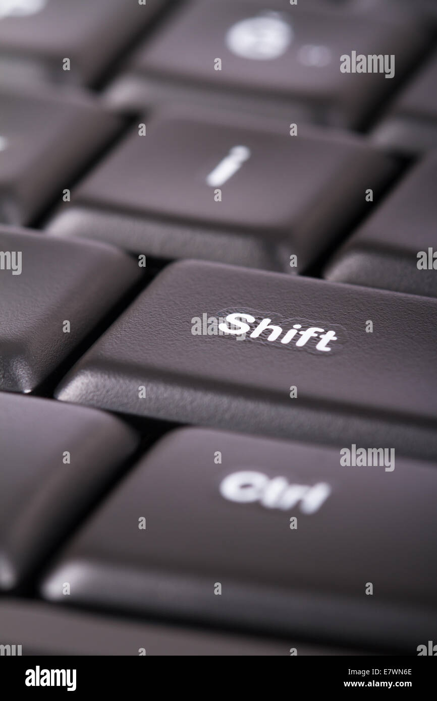 Close up view of shift button on black computer keyboard Stock Photo ...
