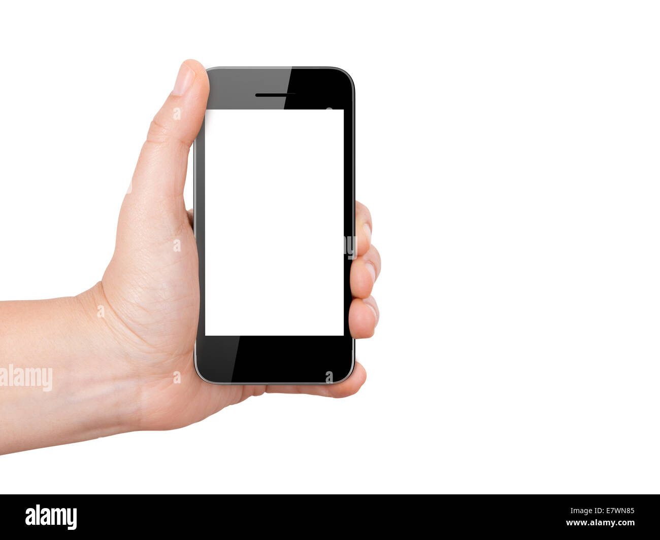 Realistic vertical digital smart phone device with blank white touch ...