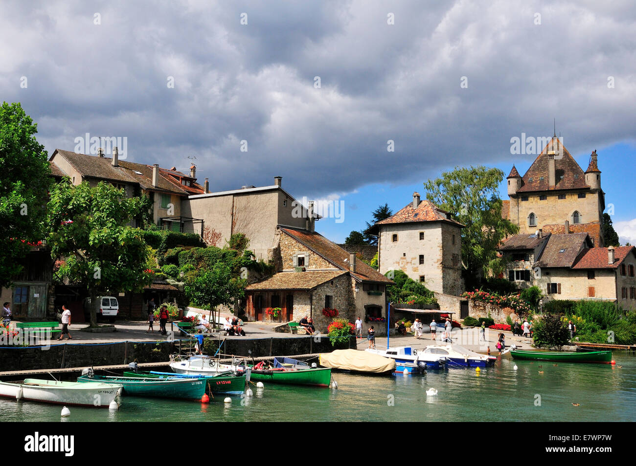 The medieval town with Yvoire Castle on Lake Geneva or Lac Leman Yvoire ...