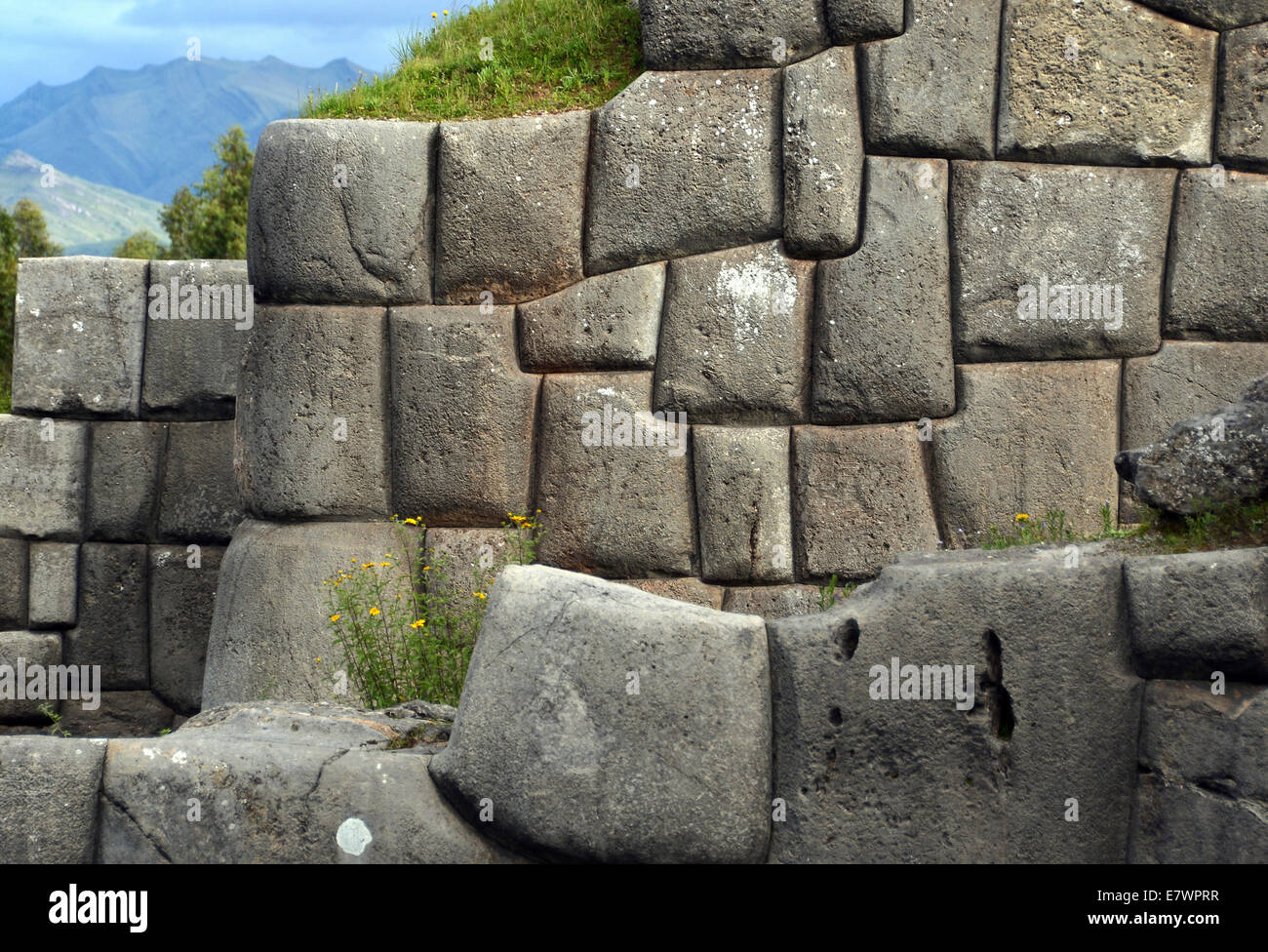 Inca Wall in Sacsayhuaman or Saksaywaman, Cusco, Cuzco, Peru Stock ...