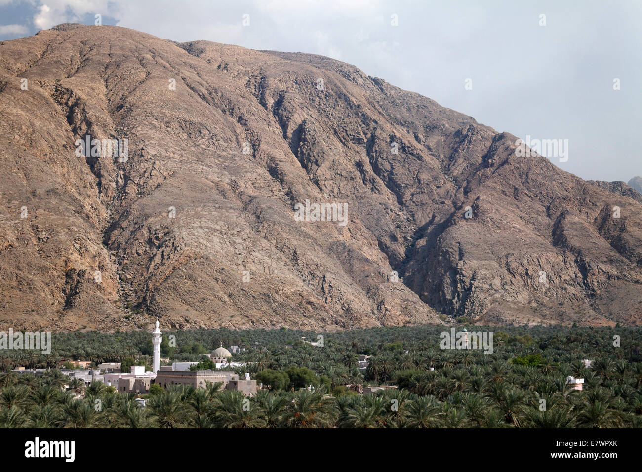 View from Nakhl Fort or Husn Al Heem, fortress, across the Nakhl Oasis ...