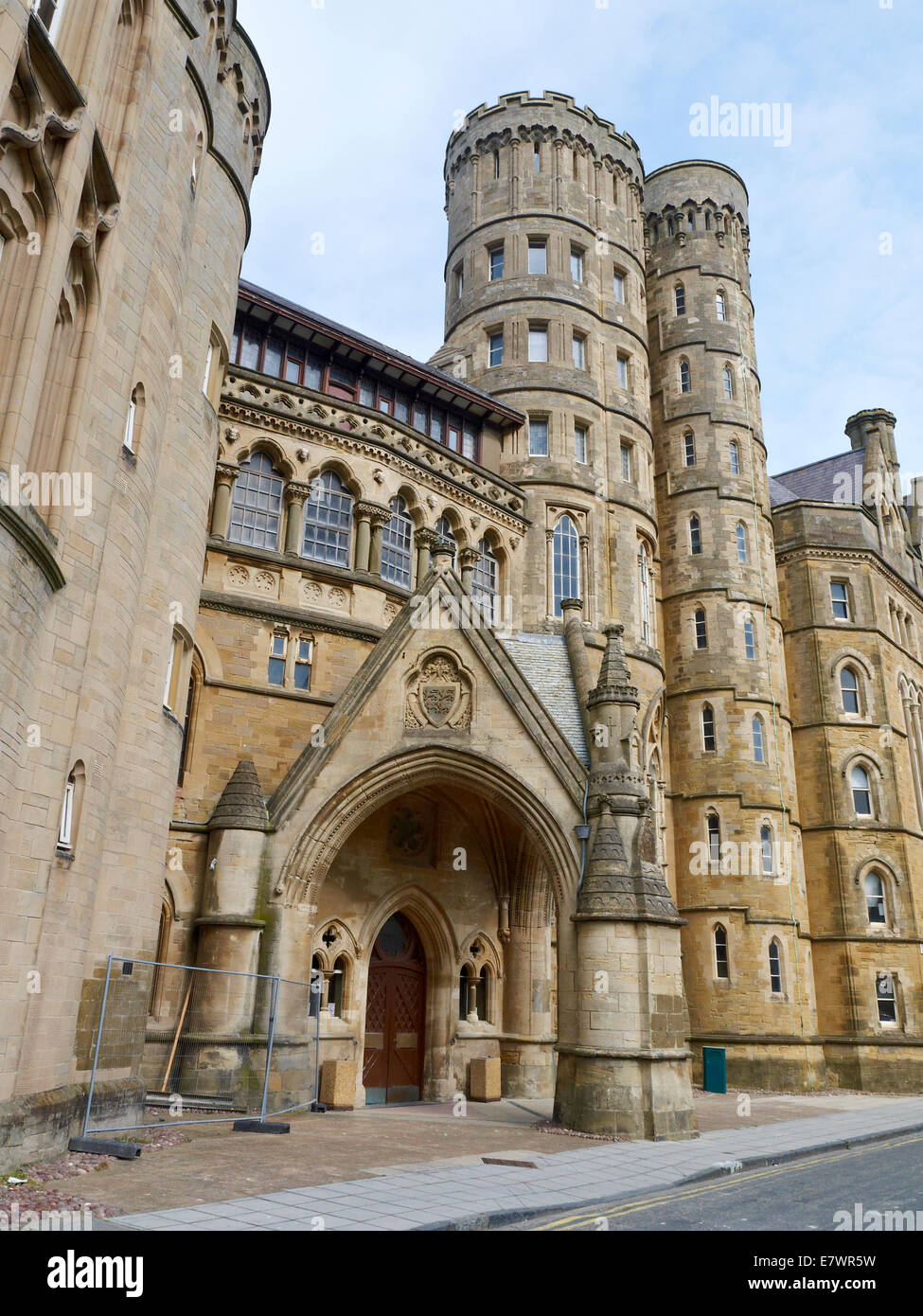 Entrance to the Old College University building in Aberystwyth ...