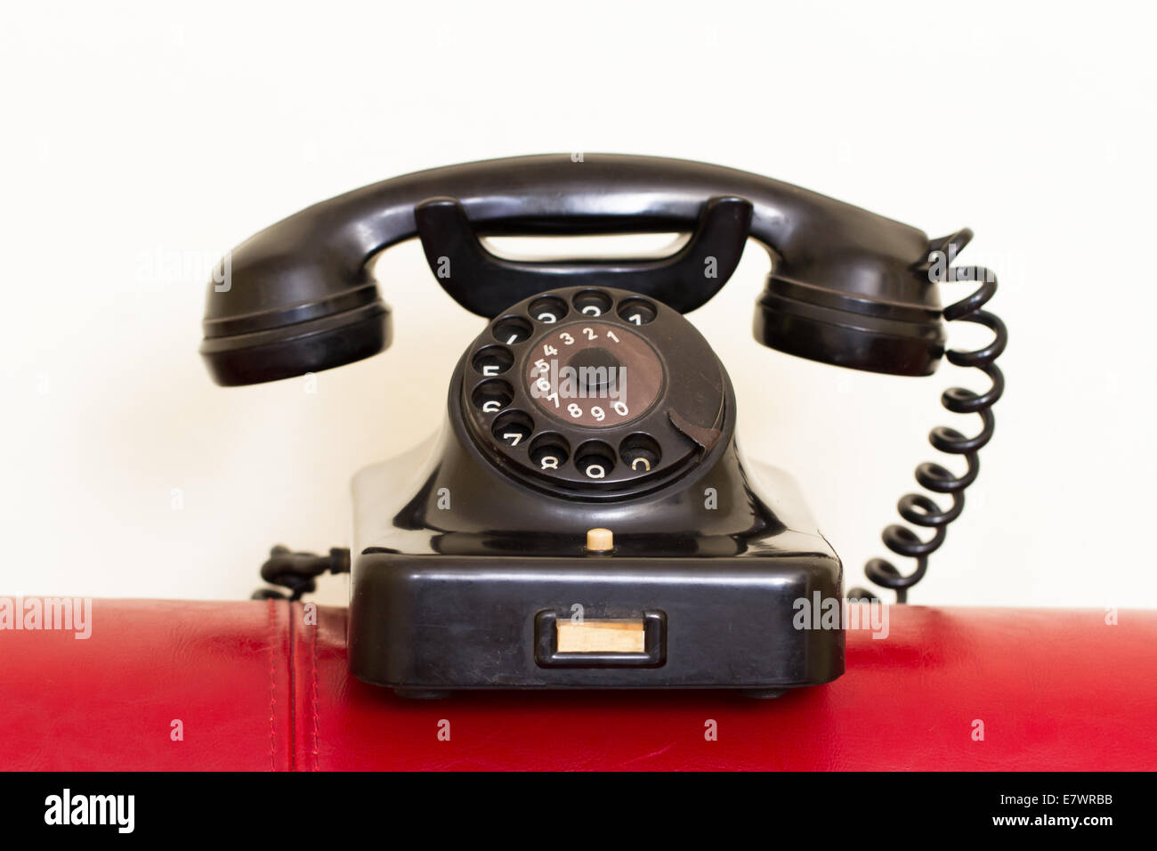 Black retro phone, front view Stock Photo - Alamy