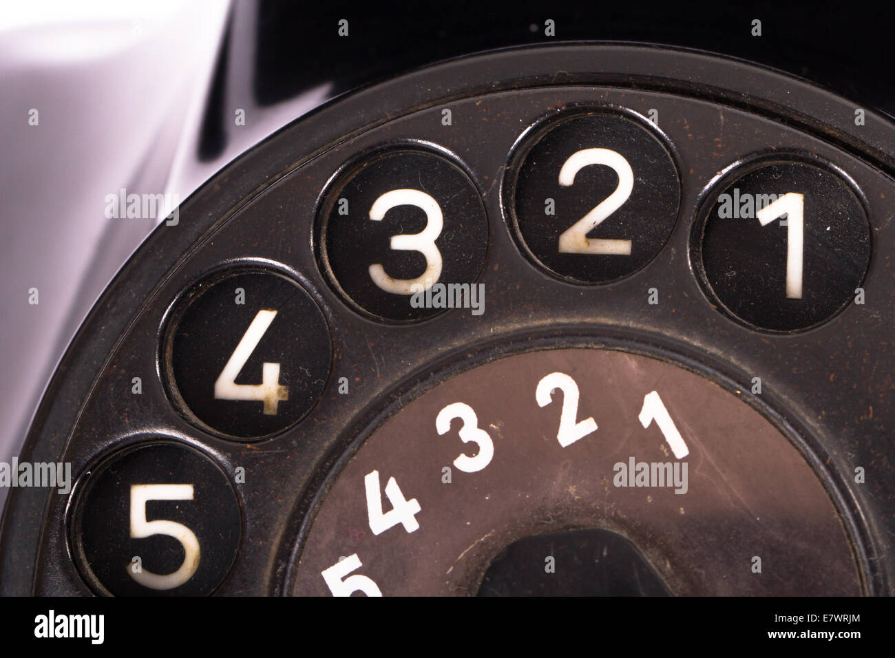 Close up view, rotary dial of black vintage phone Stock Photo - Alamy