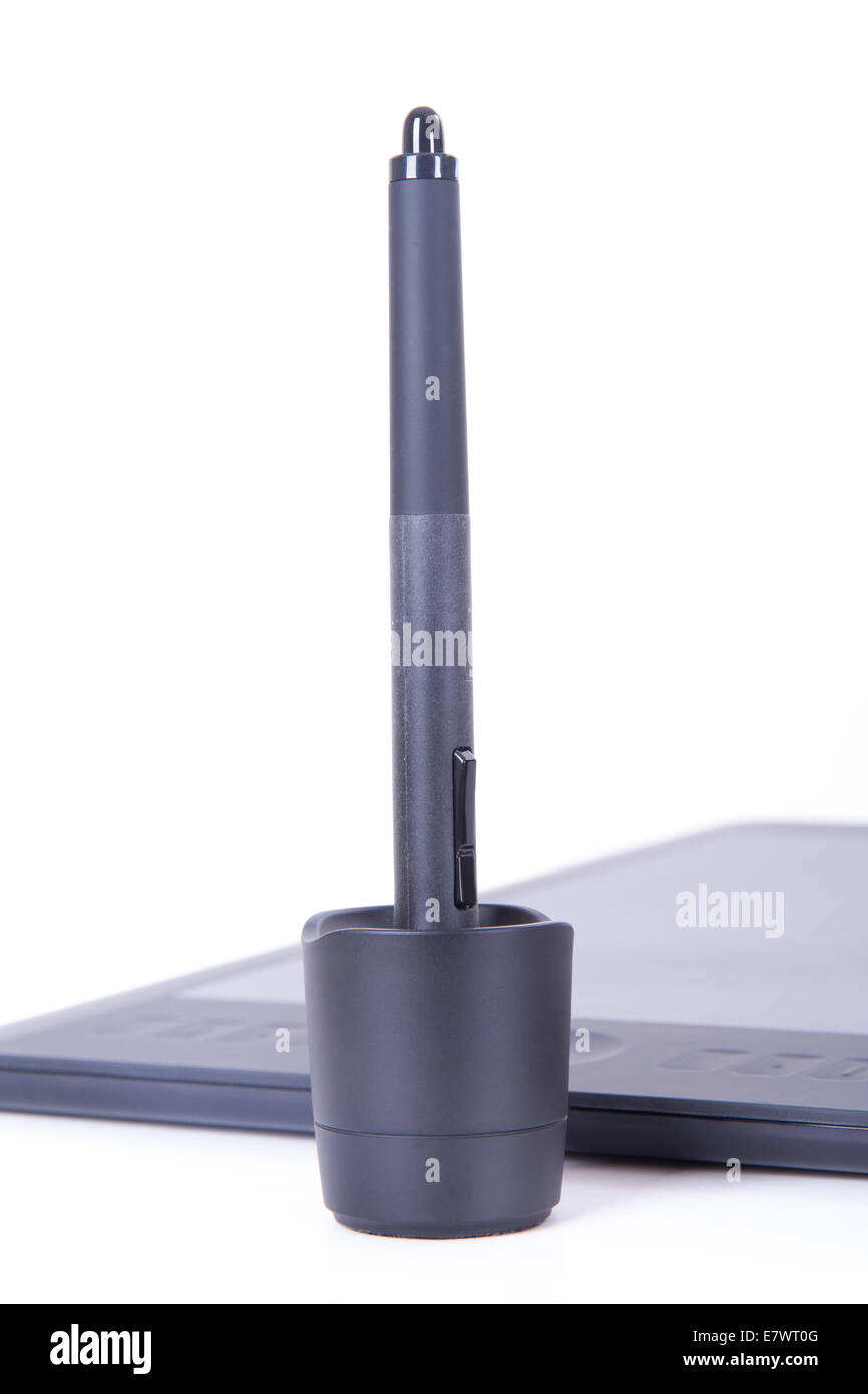 Graphic set with digital pen and tablet, isolated on white background ...