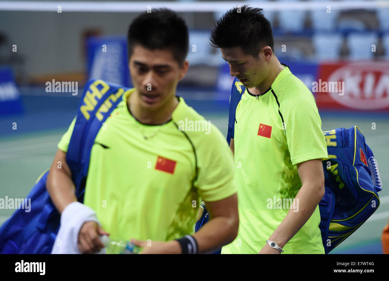 Incheon, South Korea. 25th Sep, 2014. Cai Yun (R) and Fu Haifeng of ...