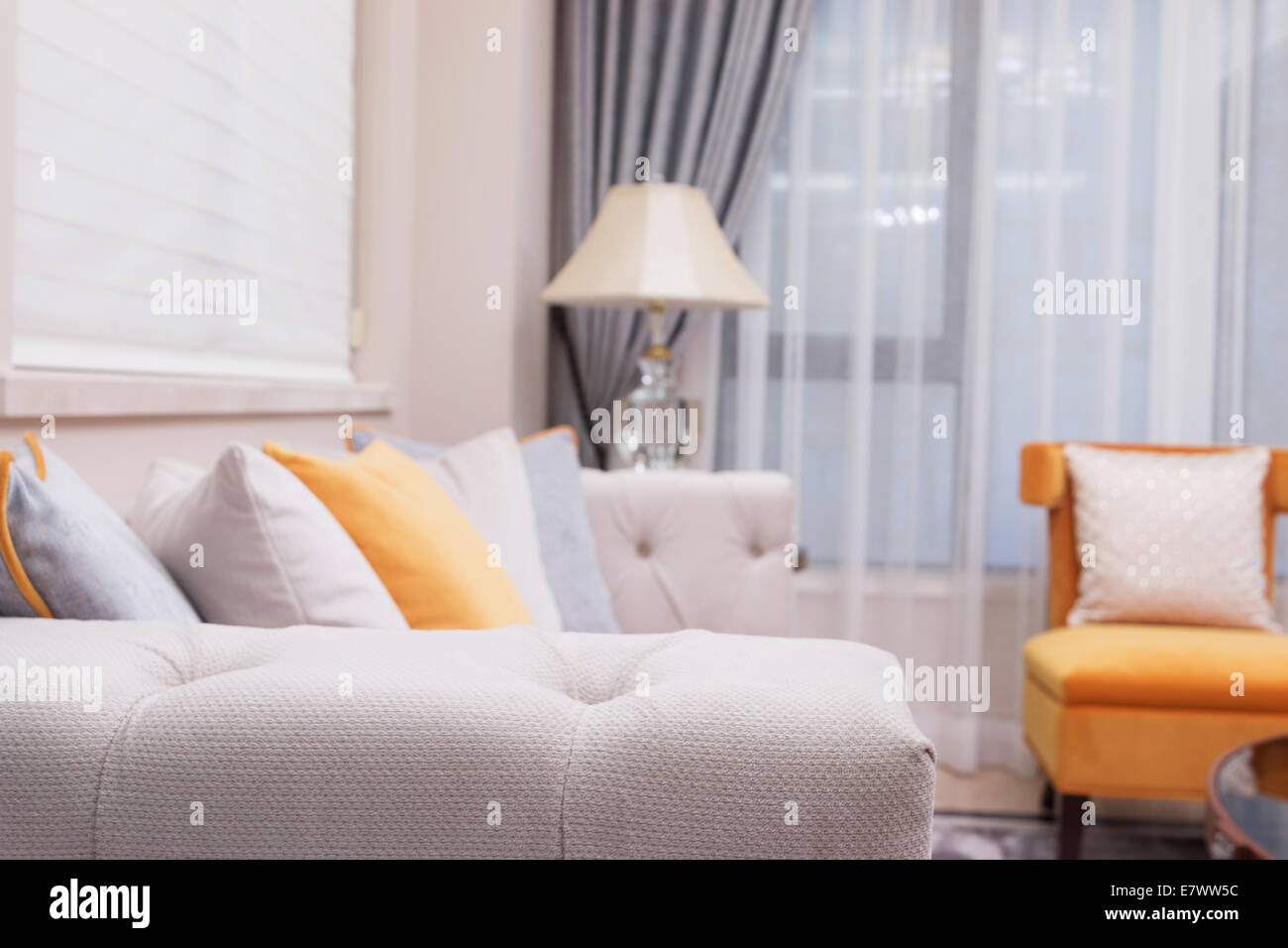 sofa in living room interior,close view Stock Photo - Alamy