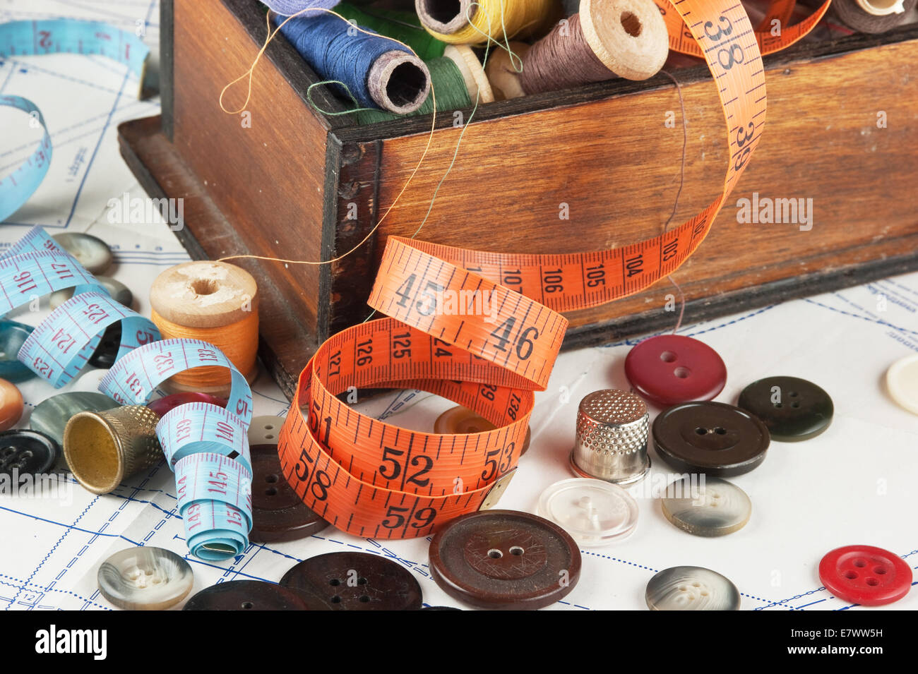 still life various sewing accessories in the scheme Stock Photo - Alamy