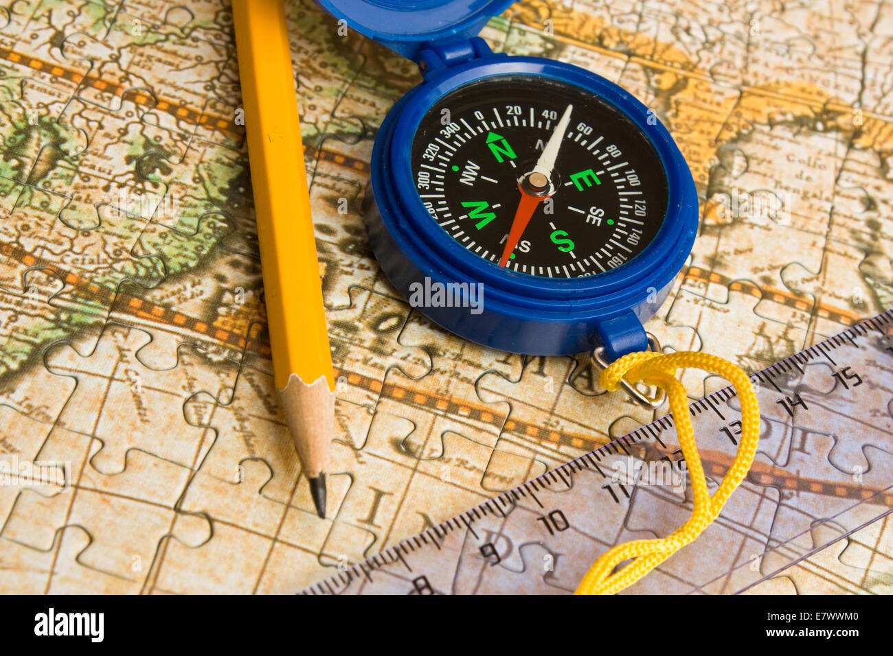 map and compass, still life Stock Photo - Alamy