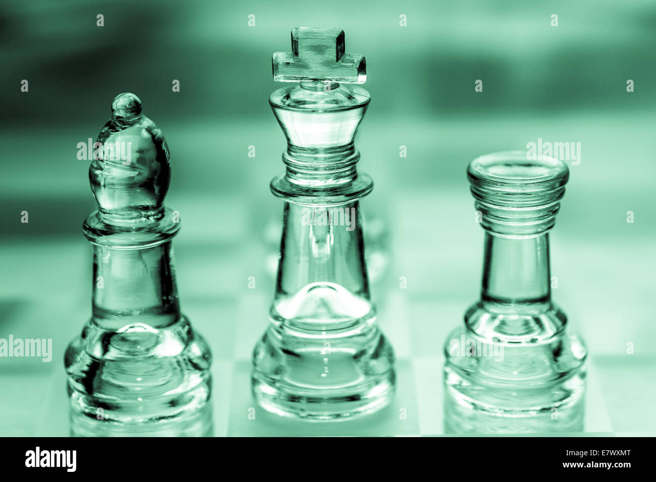 bishop, king, and rook chess pieces made out of glass Stock Photo - Alamy