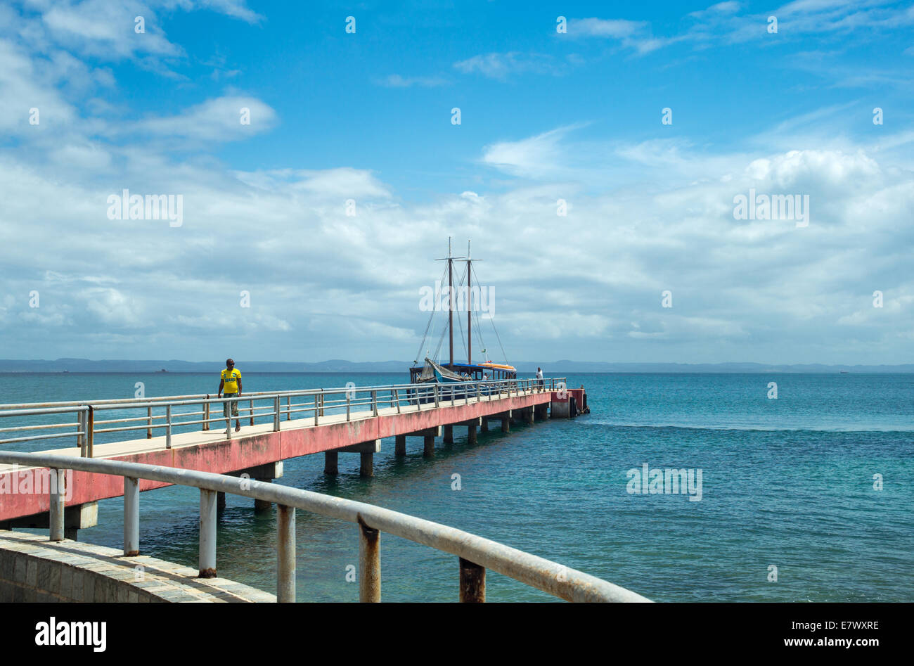 Brazil, Salvador, bay of Todos os Santos, the pier of the island of the ...