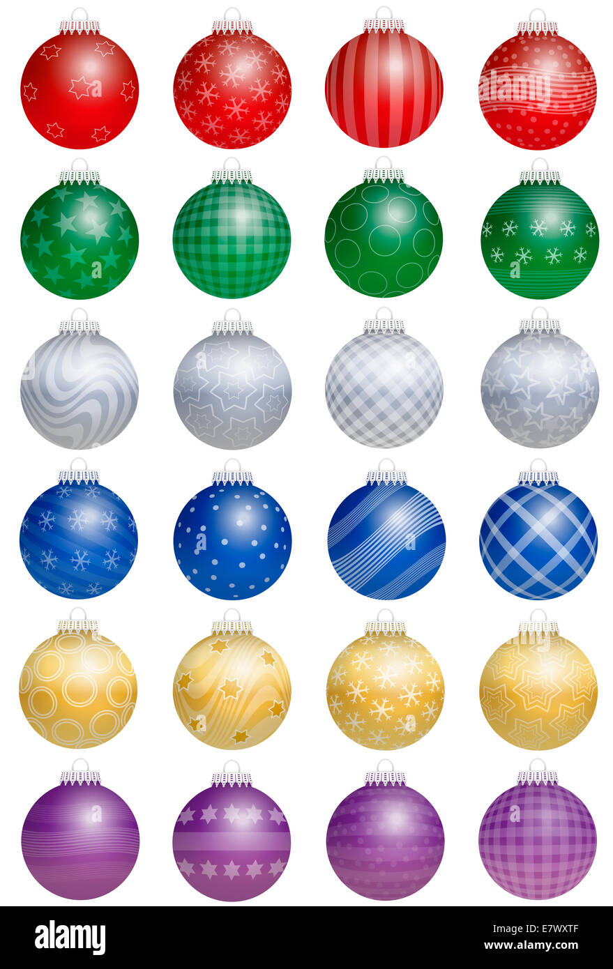 Twenty-four colorful shiny christmas tree balls - a kind of an advent ...