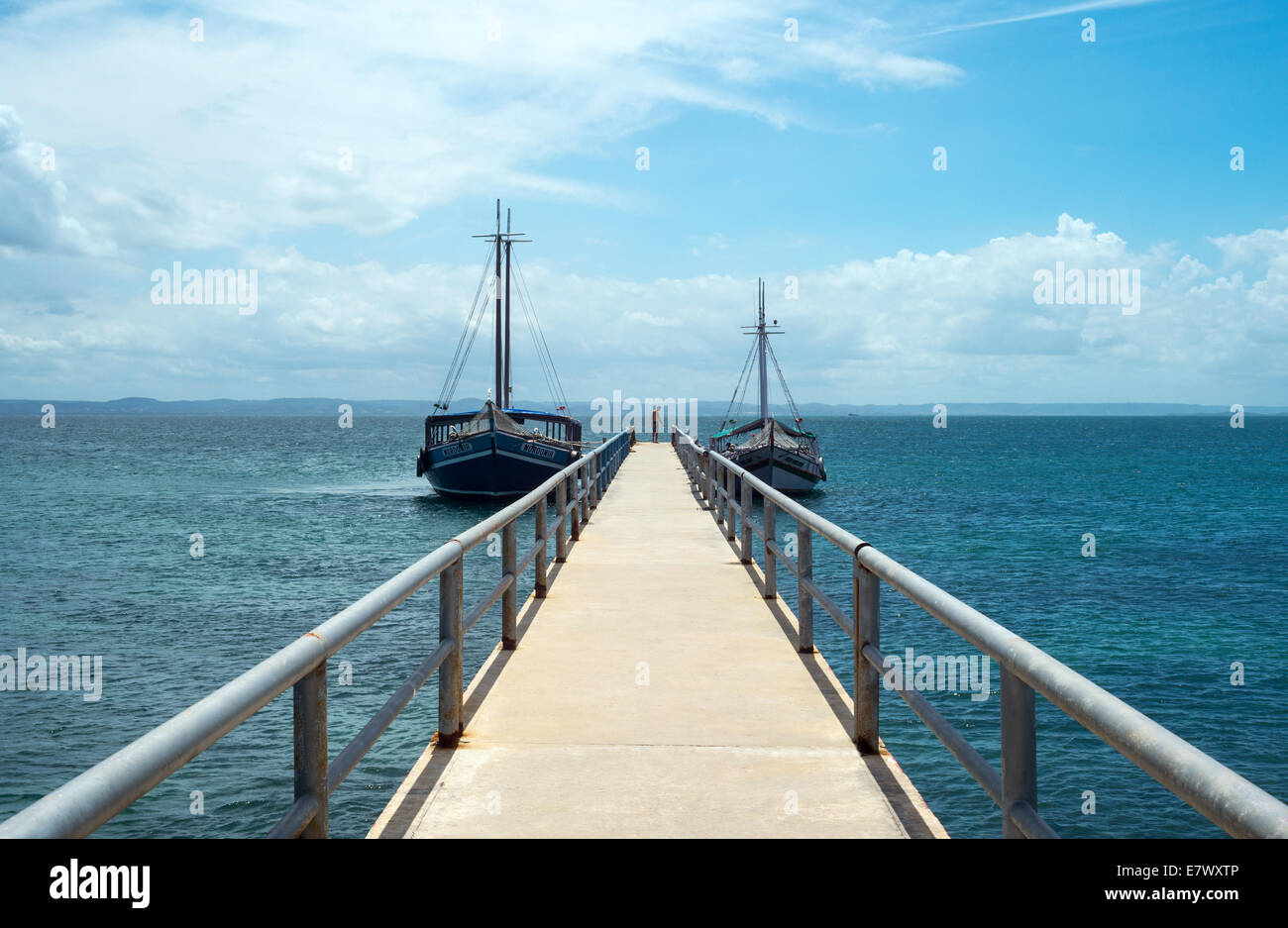 Brazil, Salvador, bay of Todos os Santos, the pier of the island of the ...
