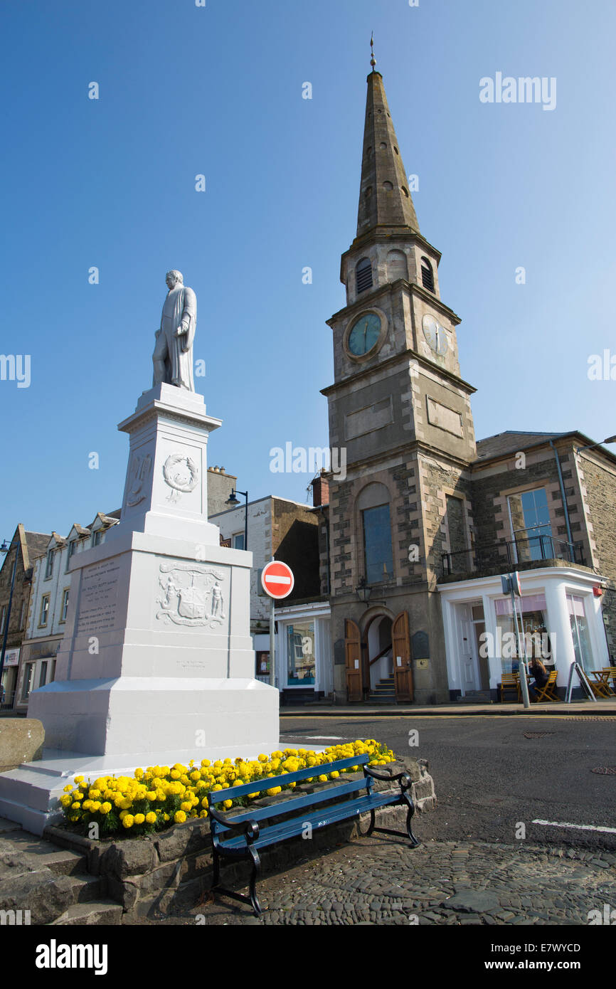 Statue of Sir Walter Scott and courthouse, Selkirk, The Royal and ...