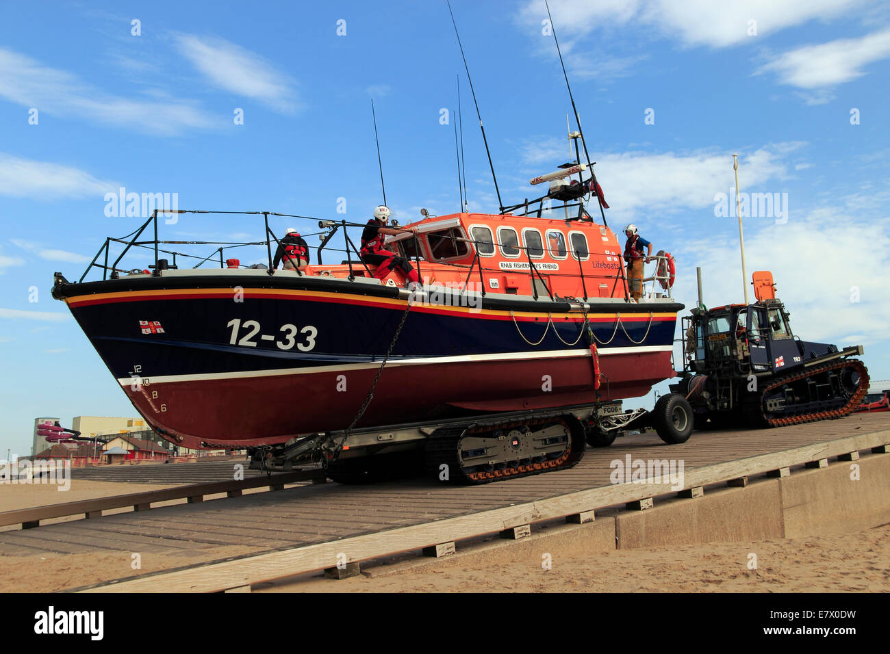 RNLI Lifeboat training, coming down the jetty, Rhyl Lifeboat Station ...