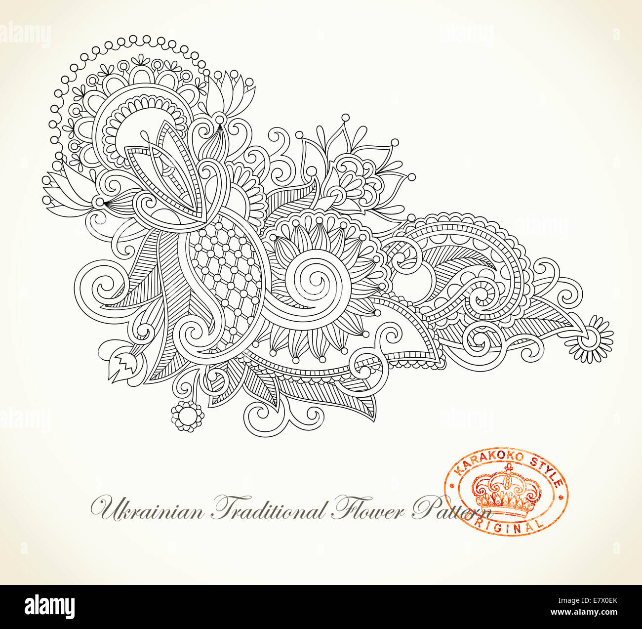 Hand draw line art ornate flower design Stock Photo - Alamy