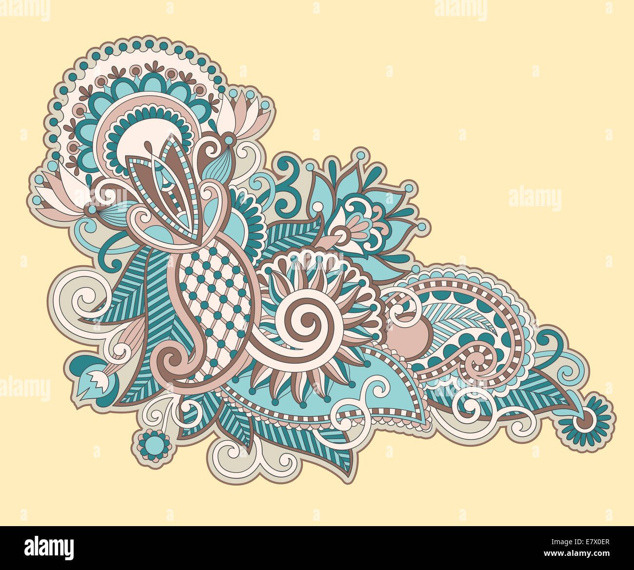 Hand draw line art ornate flower design Stock Photo - Alamy