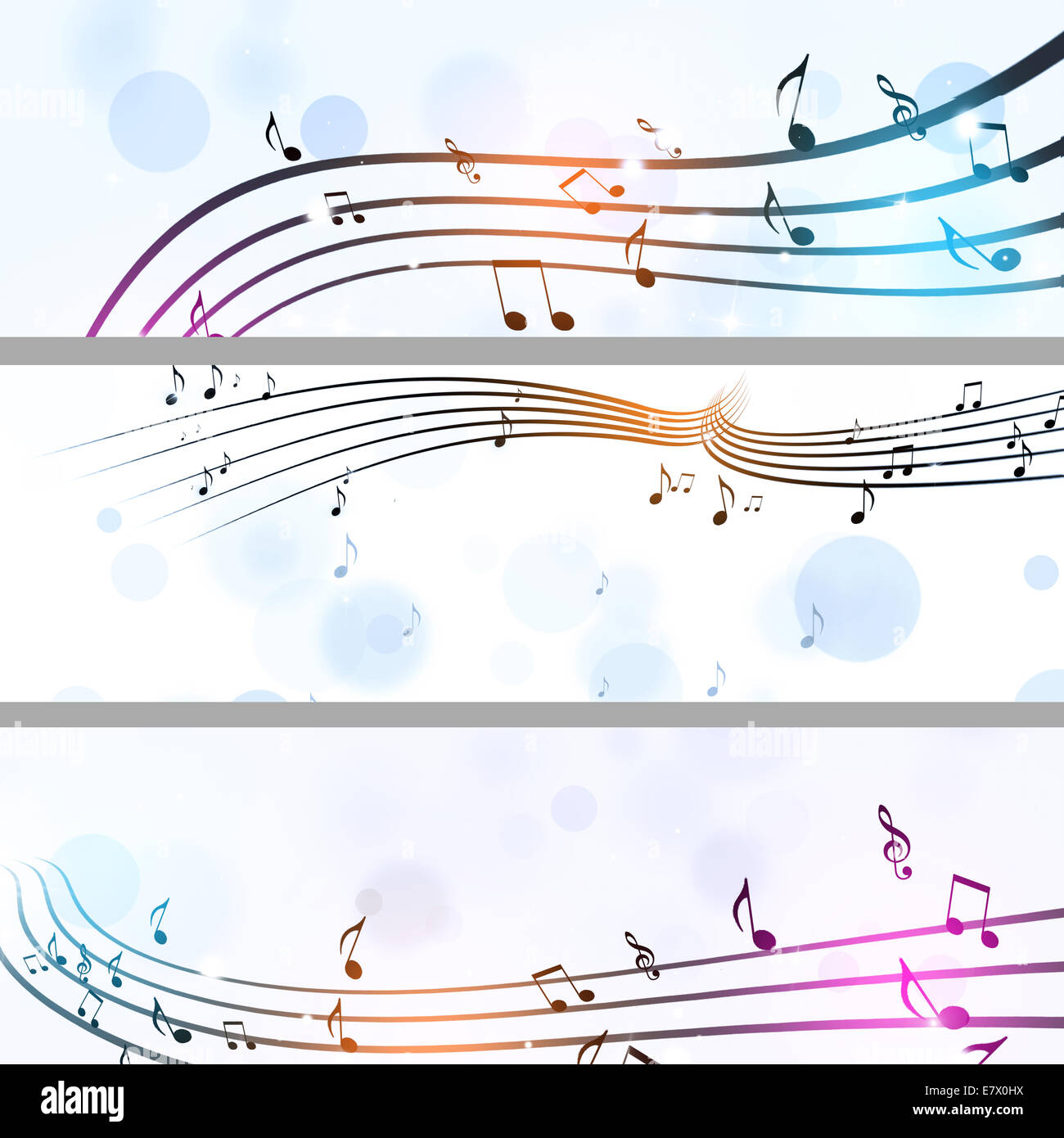 abstract music notes banners with lights and blurs Stock Photo - Alamy