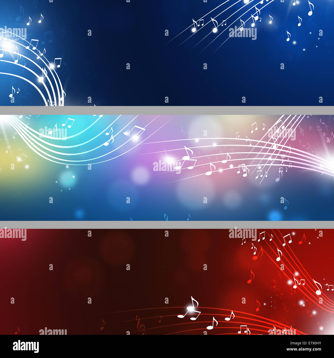 abstract music notes banners with lights and blurs Stock Photo - Alamy
