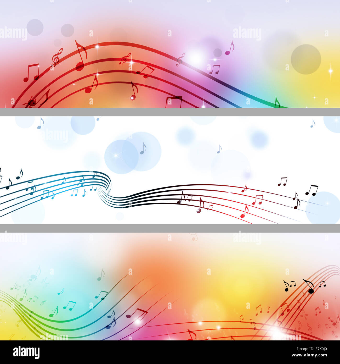 abstract music notes banners with lights and blurs Stock Photo - Alamy