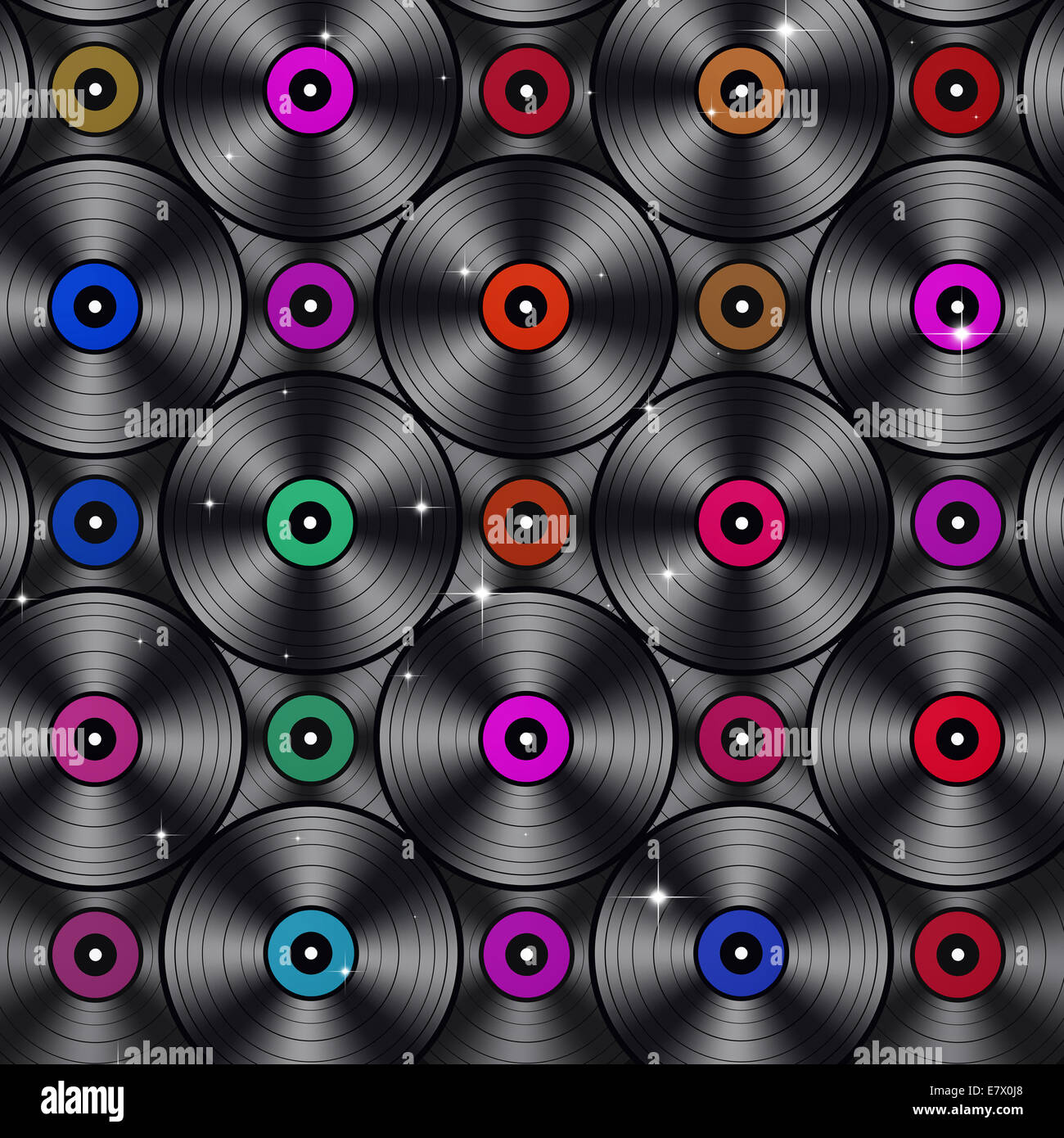 multicolor music vinyls with star shapes concept background Stock Photo ...