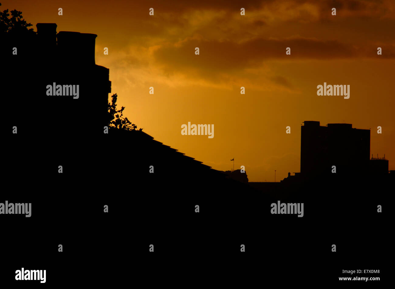 Sunset Building Silhouettes Stock Photo - Alamy