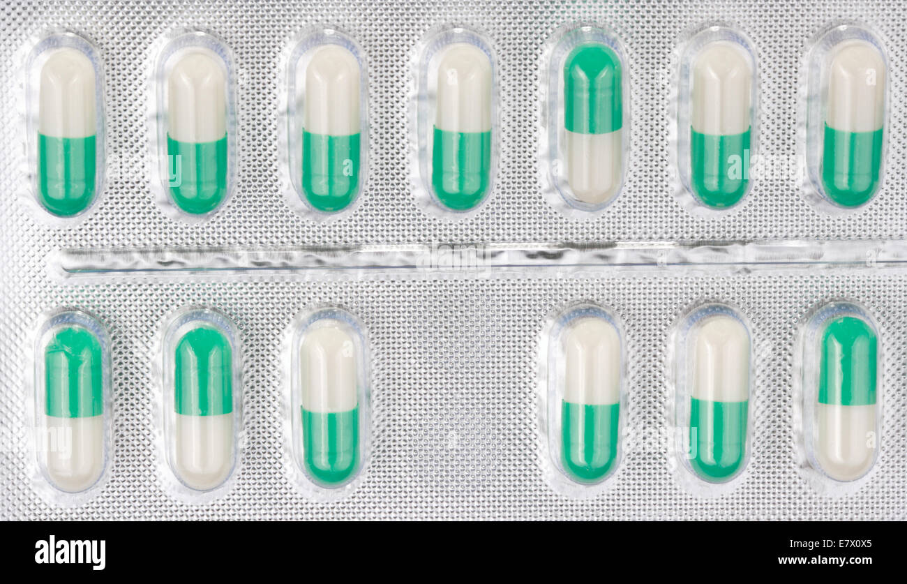 Many Tablets in Blister Isolated Stock Photo - Alamy