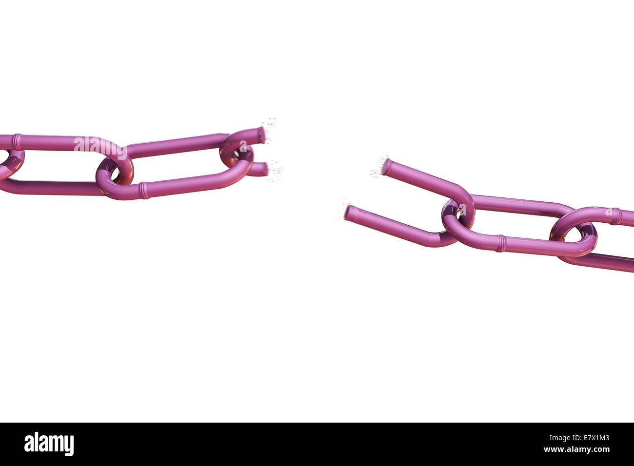 broken pink chain isolated on white background Stock Photo - Alamy