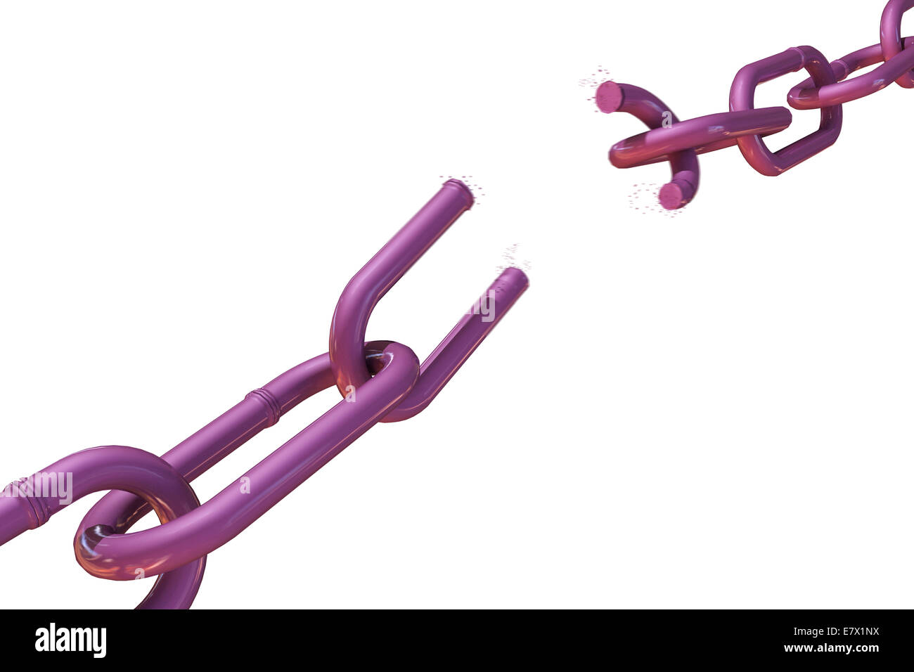 broken pink chain isolated on white background Stock Photo - Alamy