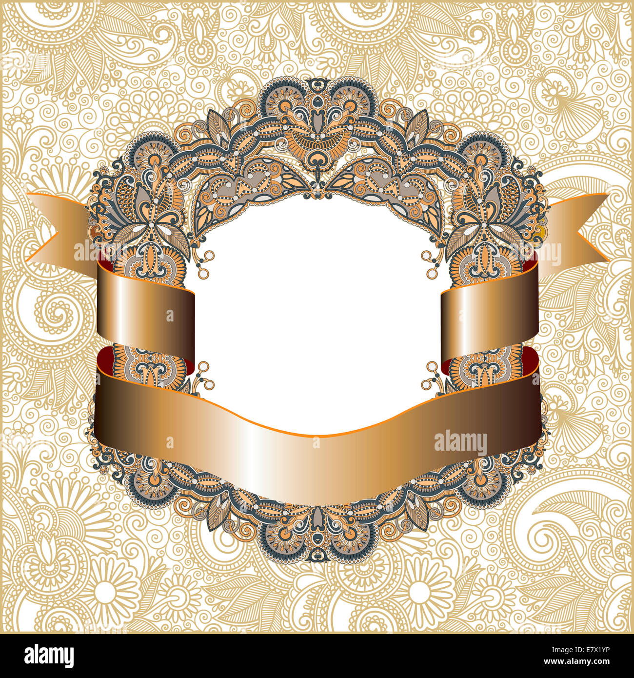 vintage frame with gold ribbon Stock Photo - Alamy