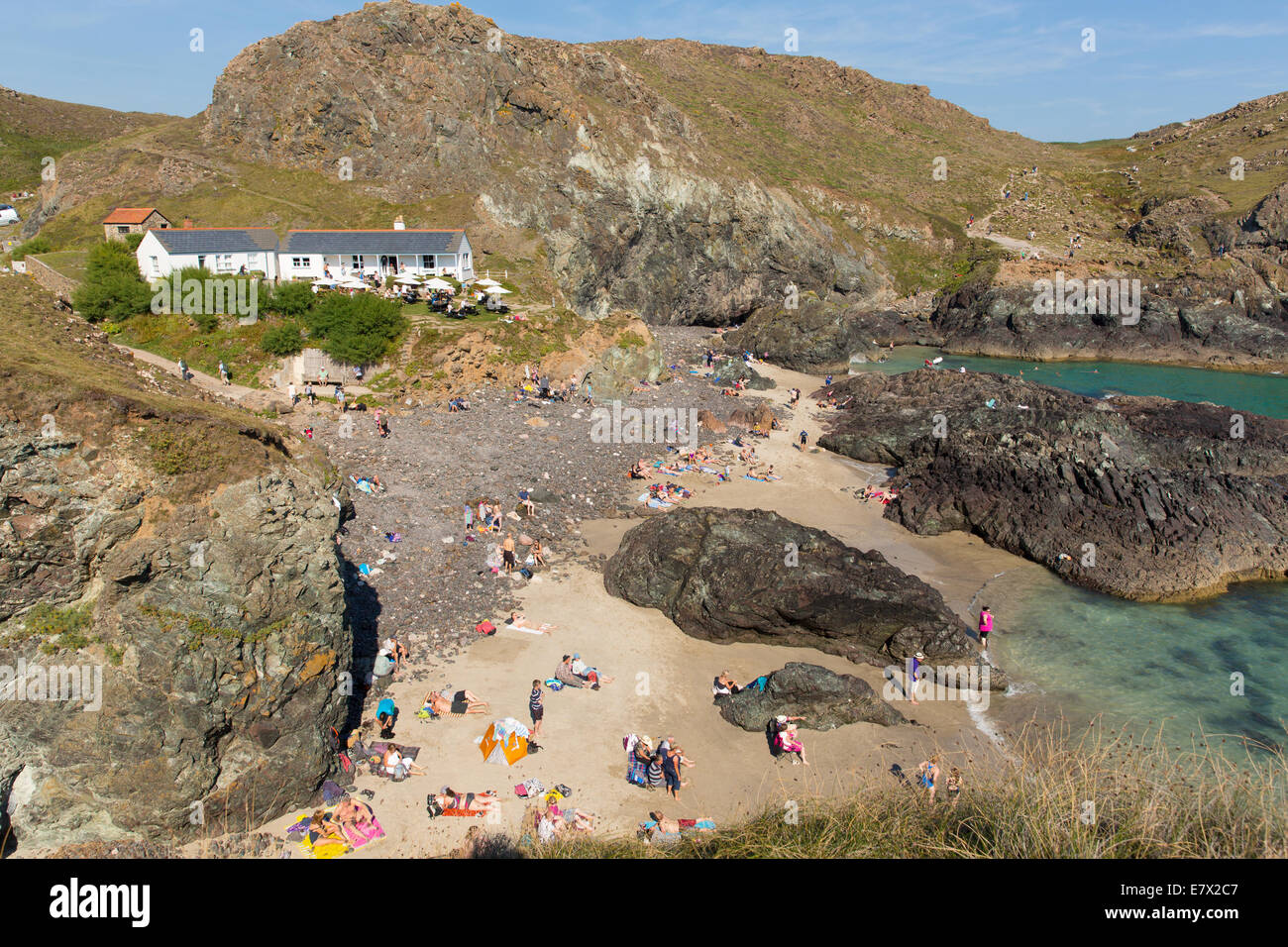 Kynance Cove Cornwall the Lizard South West England uk with people ...