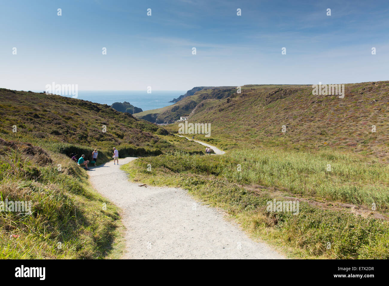 Coast path to Kynance Cove beach Cornwall the Lizard South West England ...