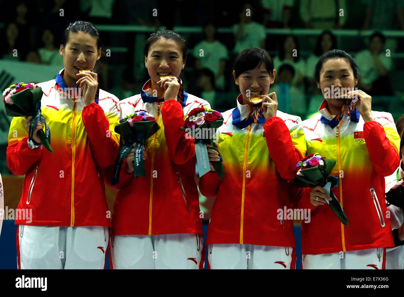 Incheon, South Korea. 25th Sep, 2014. Sun Yujie, Xu Anqi, Sun Yiwen and ...