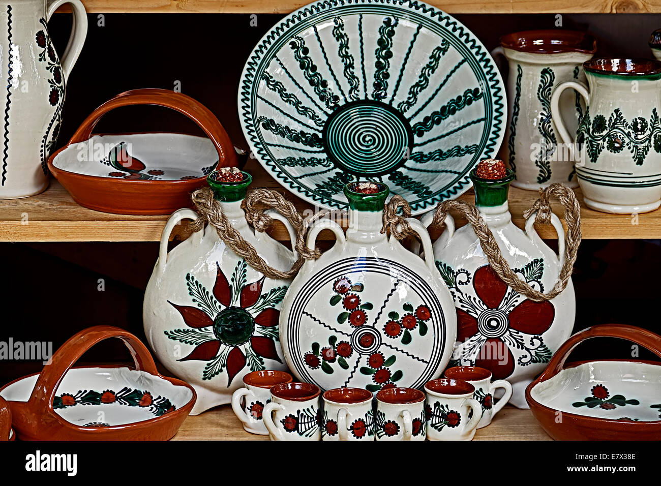 Traditional ceramic decorated with specific patterns from Korond area ...
