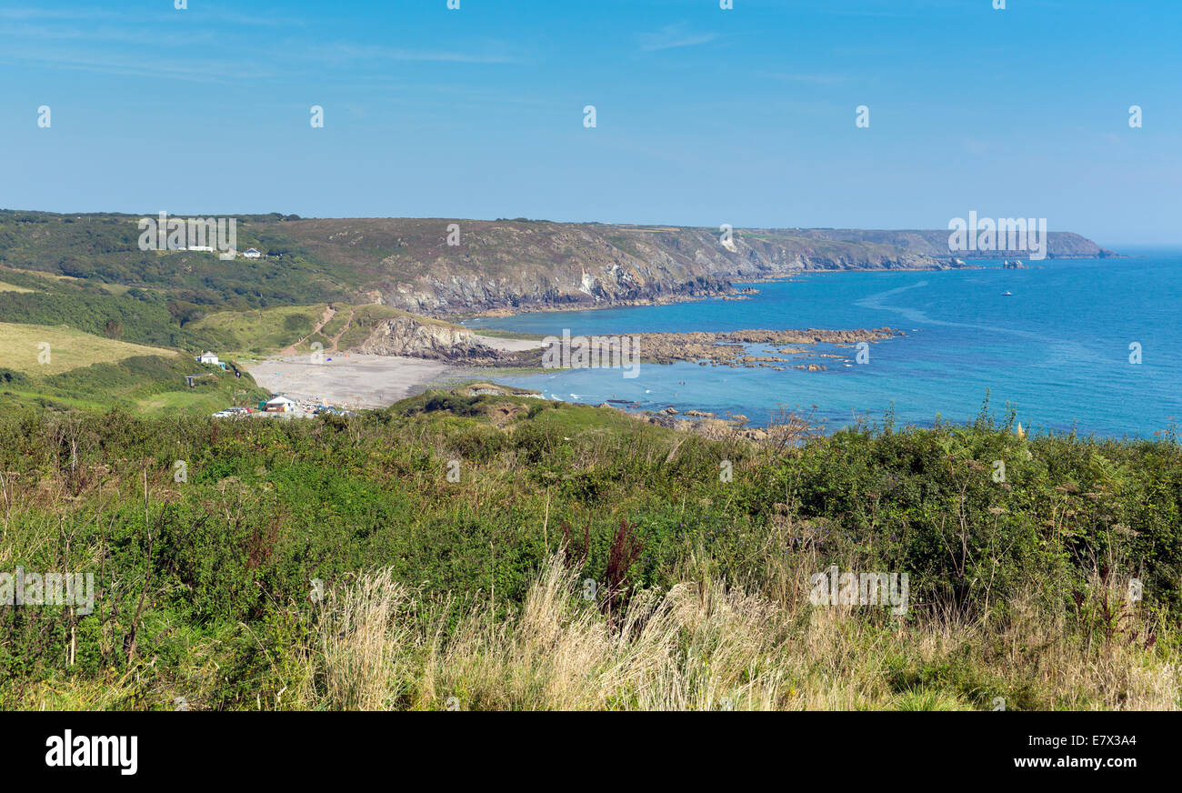 The Lizard peninsula coastline Cornwall towards Kennack Sands and ...