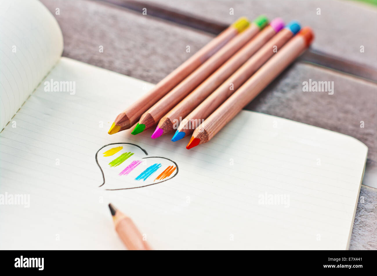 Colorful heart from colored pencils hi-res stock photography and images ...