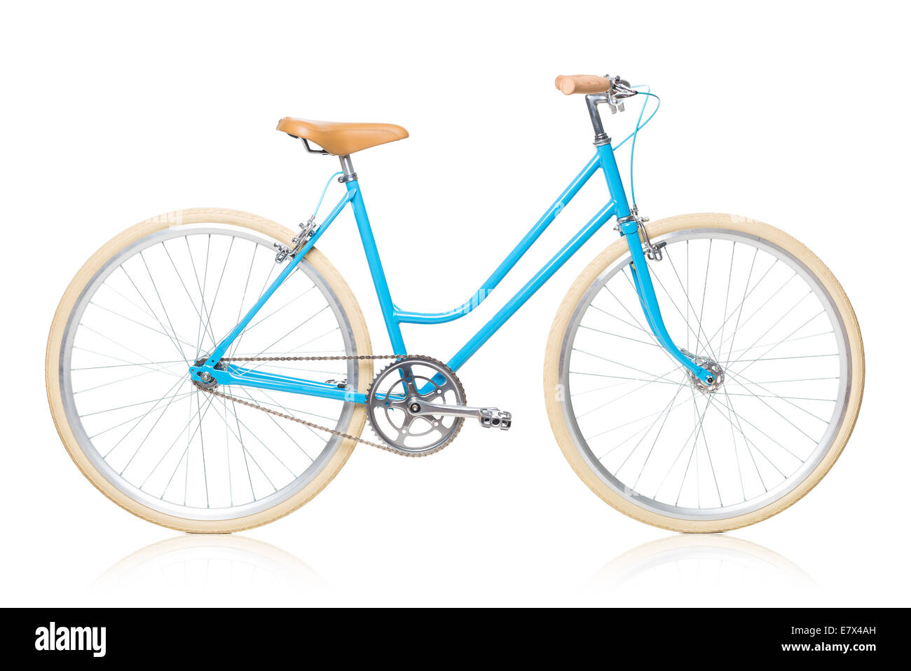 Stylish womens blue bicycle isolated on white background Stock Photo ...