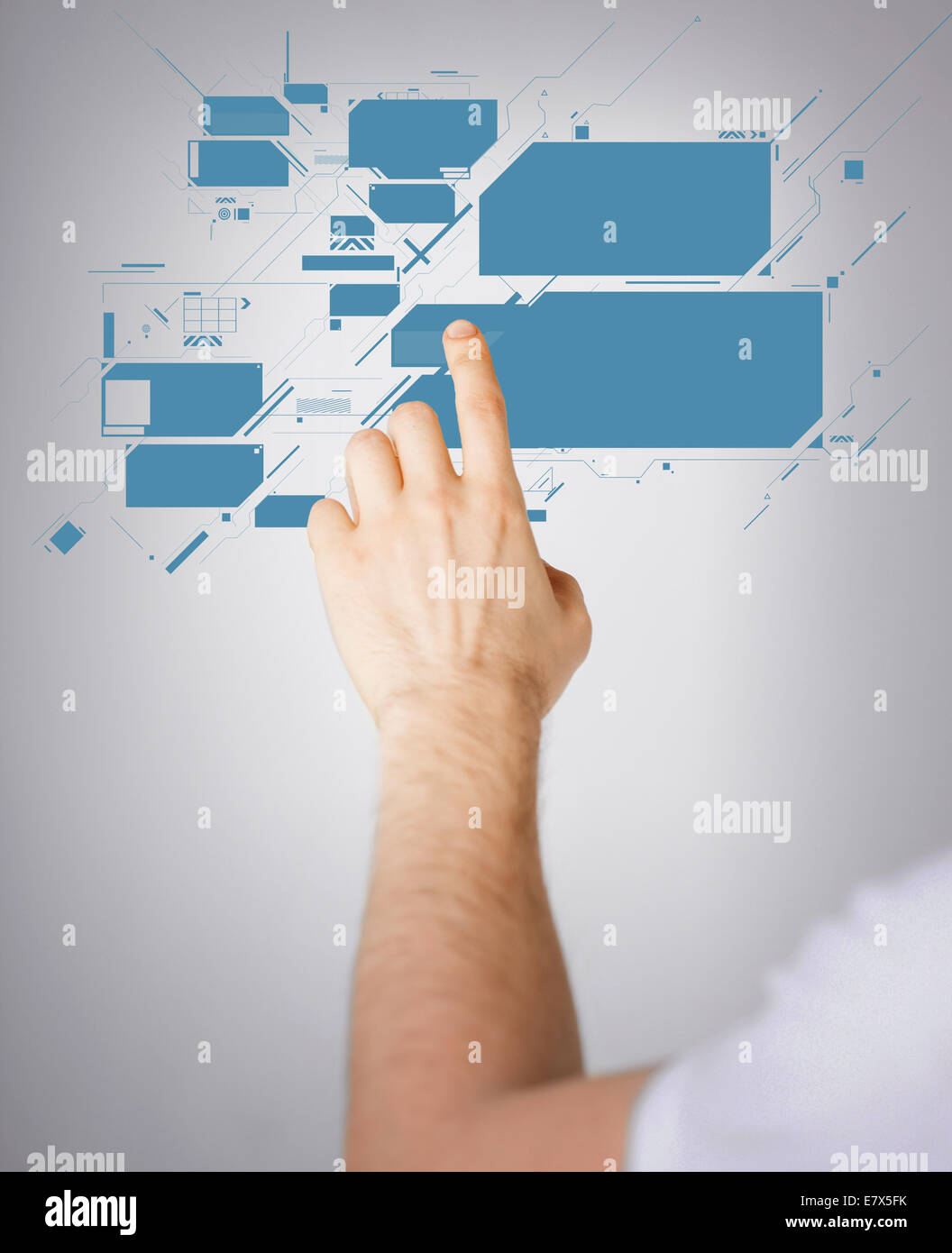 man hand pointing at virtual screen Stock Photo - Alamy