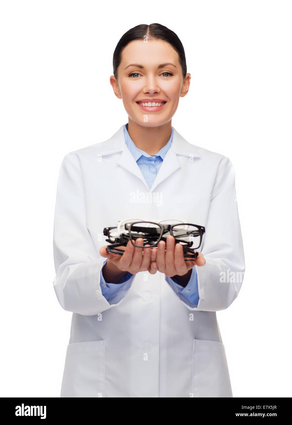 smiling female doctor without stethoscope Stock Photo - Alamy