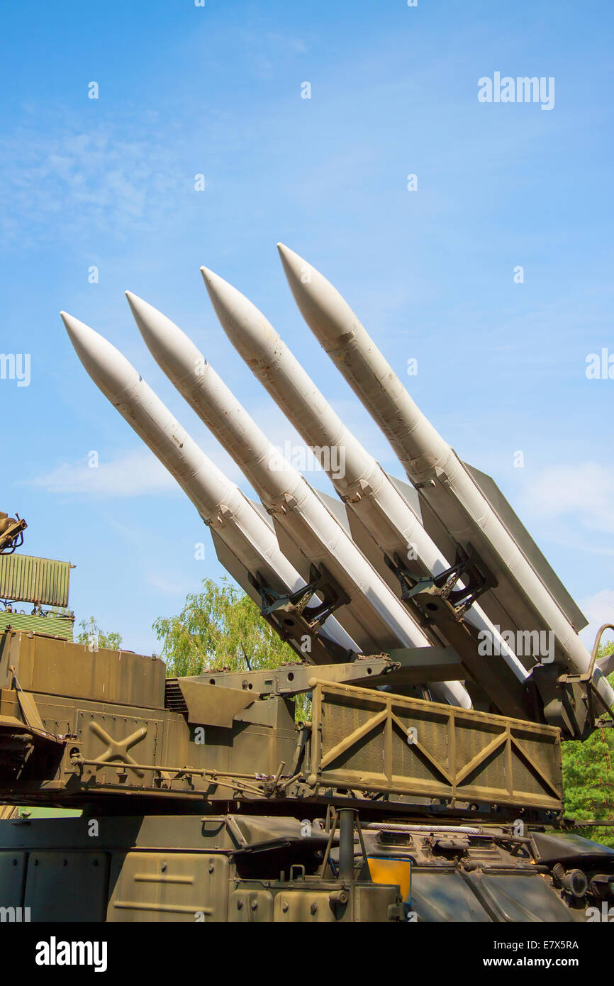Anti-aircraft air defense missiles on position Stock Photo - Alamy