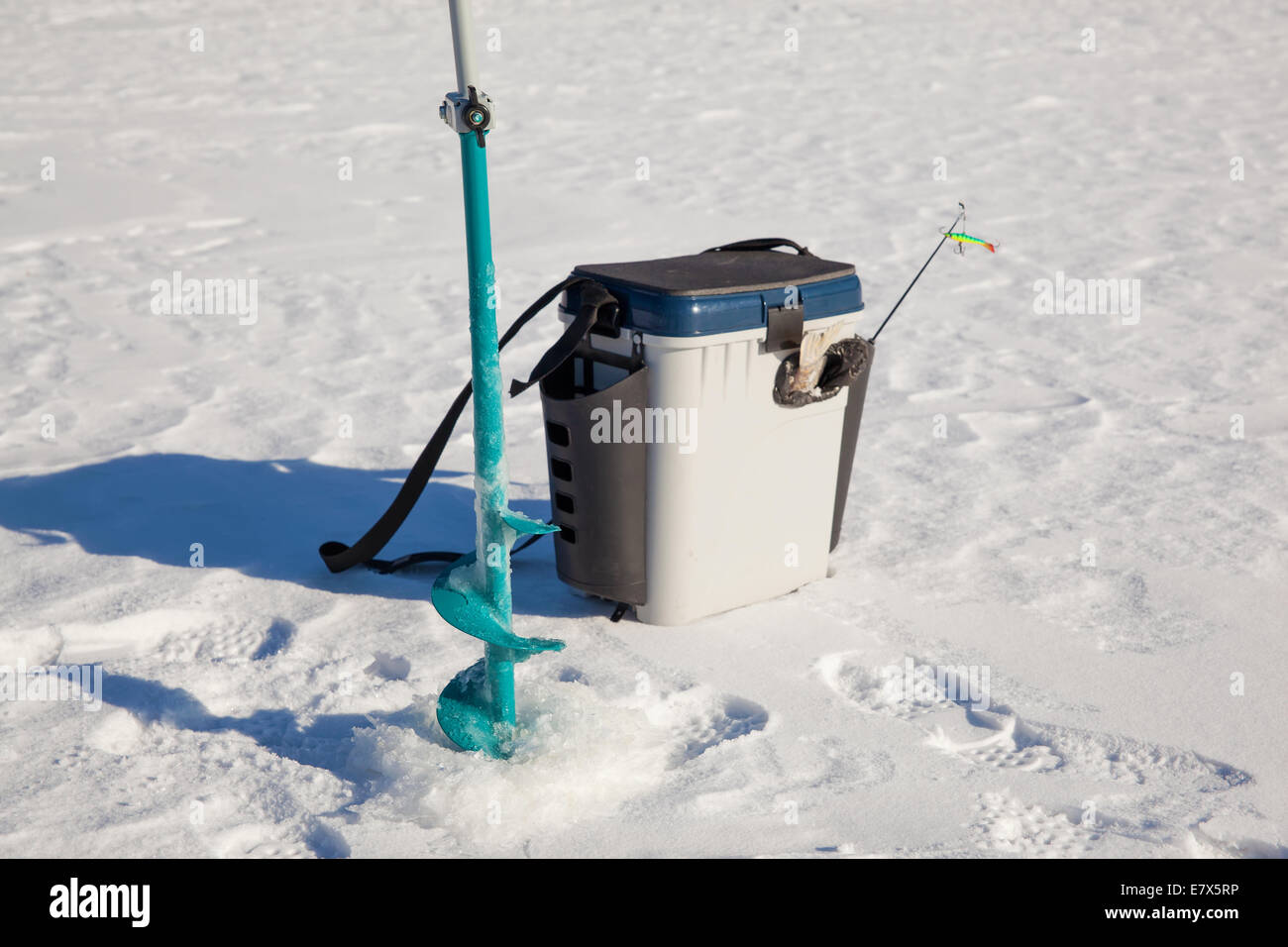 Fishing accessories for freshwater ice fishing Stock Photo - Alamy