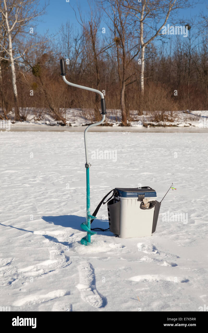 Fishing accessories for freshwater ice fishing Stock Photo - Alamy
