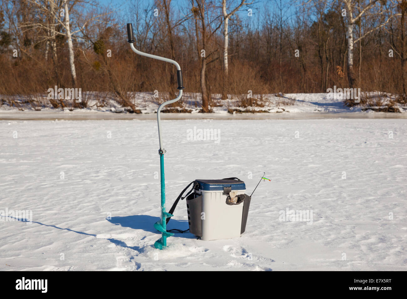 Fishing accessories for freshwater ice fishing Stock Photo - Alamy