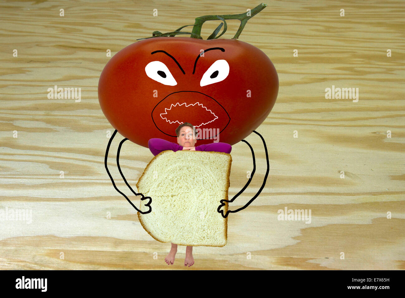 Tomato eating a human sandwich in a crazy world where the food chain is ...