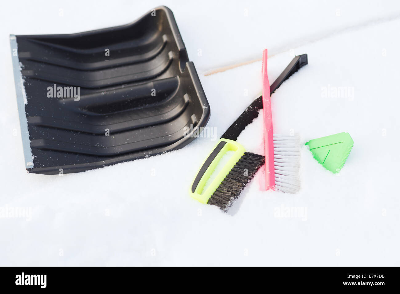 variety of snow cleaning equipment on snow Stock Photo - Alamy